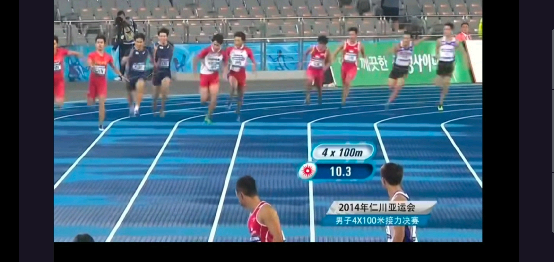 仁川亚运会男子4x100米接力中国队分段计时分析(个人分析，仅供参考) - 哔哩哔哩