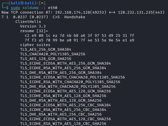 ssldump：强大的SSL/TLS流量分析神器！全参数详细教程！Kali Linux 教程！黑客教程！ - 哔哩哔哩