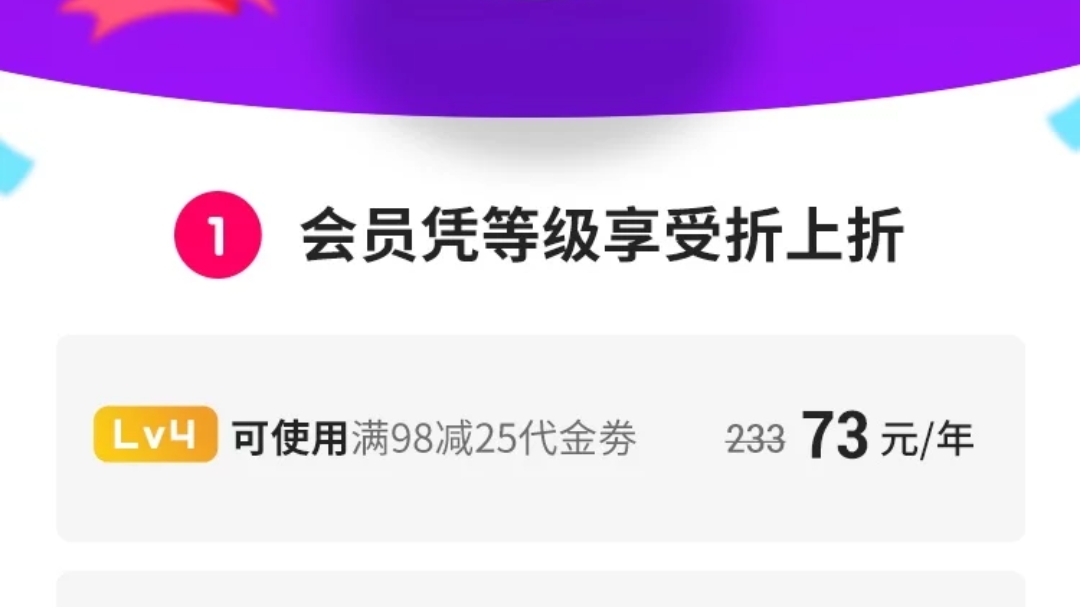 大会员lv4_lv6以98元再享受优惠 - 哔哩哔哩