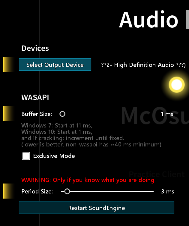 在mcosu中开启wasapi独占模式 - 哔哩哔哩
