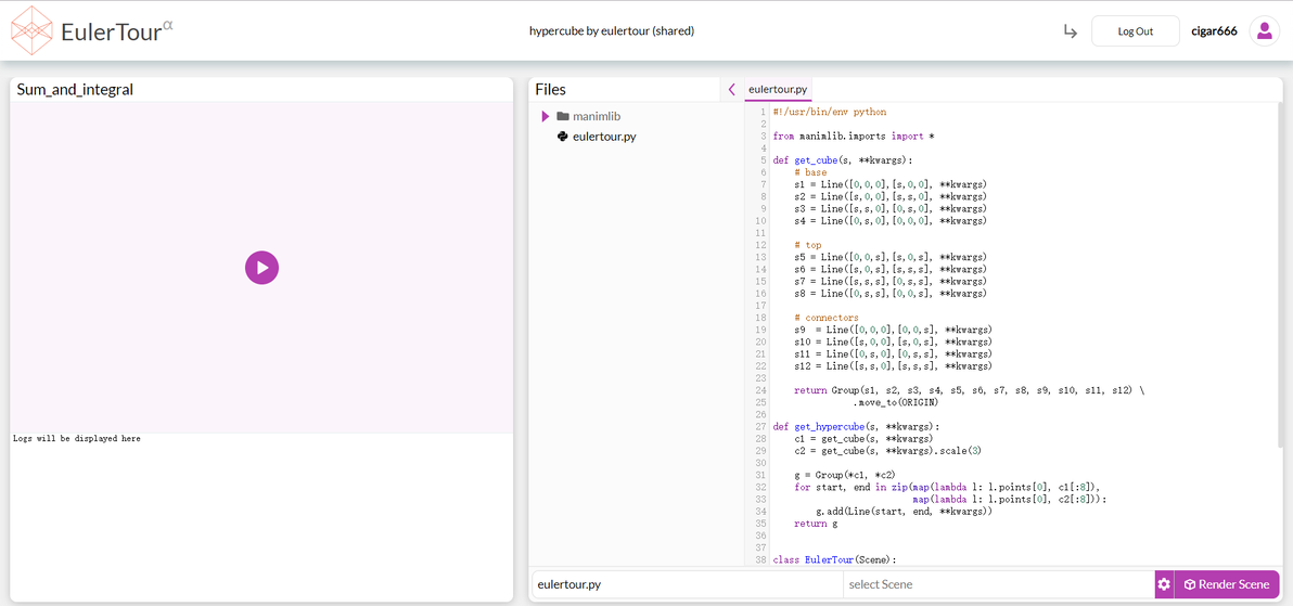 想玩Manim却卡在安装配置上？不妨试试这个——EulerTour（一个在线玩Manim的网站） - 哔哩哔哩