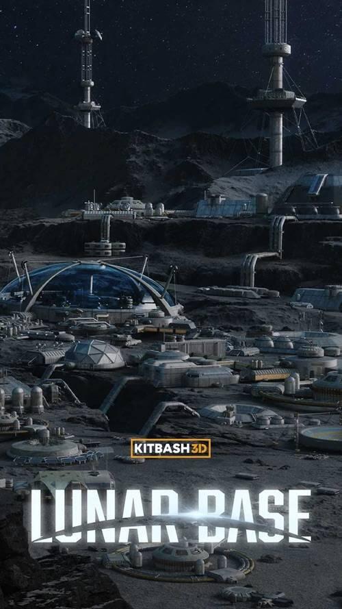 月球基地三维场景模型 Kitbash3D – Lunar Base - 哔哩哔哩