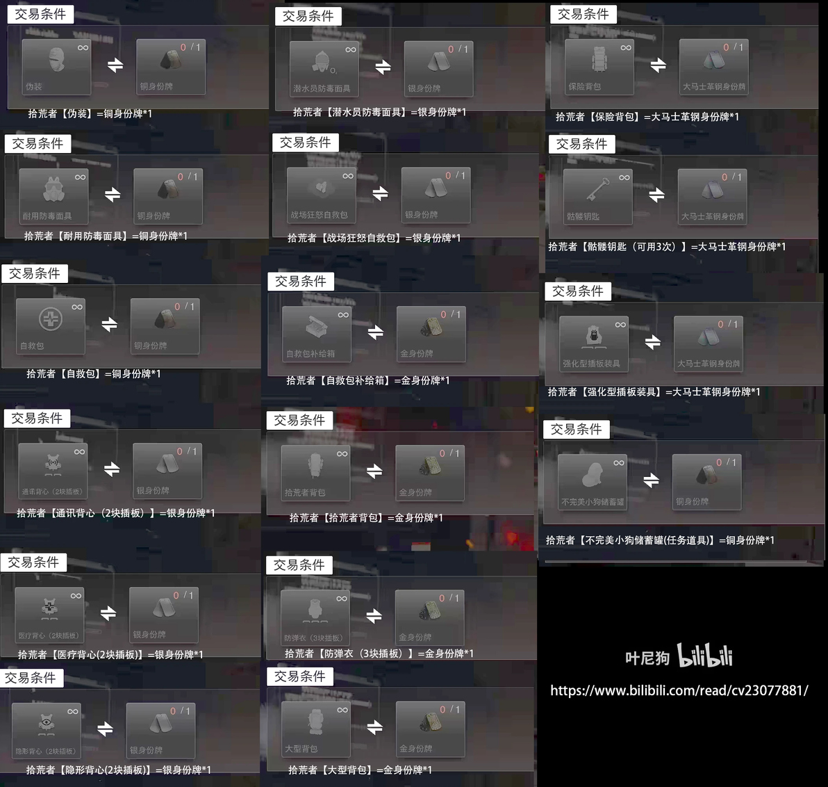 [一图流合成表] 无人区DMZ 第六赛季合成表(交易表) COD19 S6赛季∞ - 哔哩哔哩