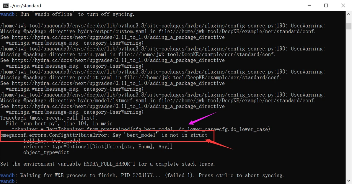 【deepke部署】ConfigAttributeError: Key 'bert_model' is not in struc - 哔哩哔哩