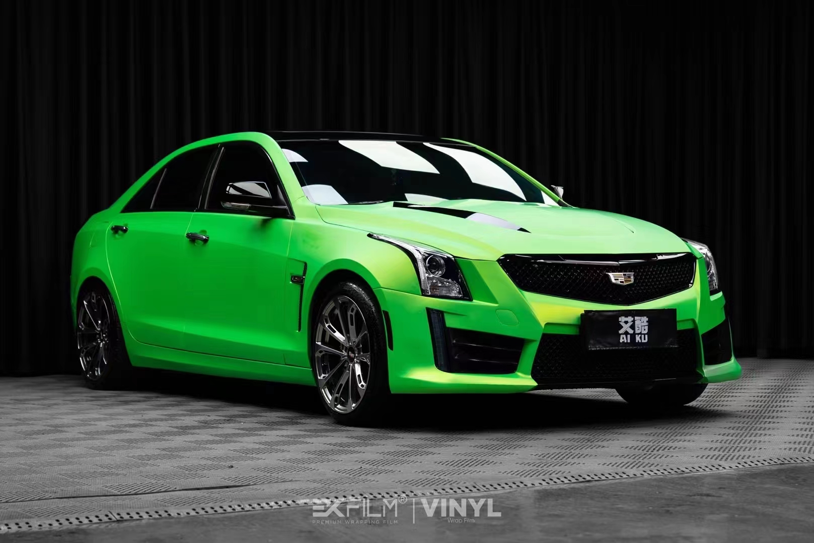 凯迪拉克ATS-EKFILM改色膜荧幻绿，清新淡雅又自带温柔 - 哔哩哔哩