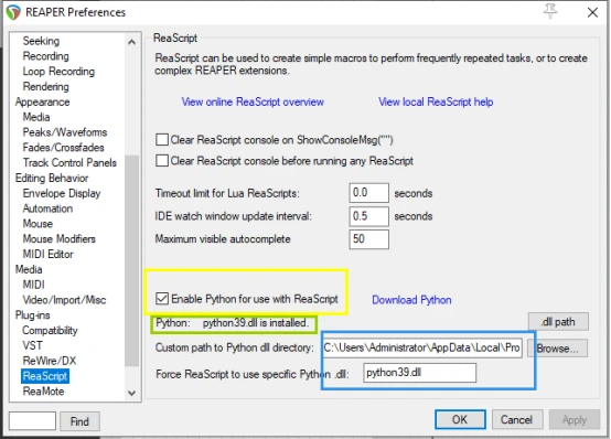 Reapy模块安装方法（reaper的python环境） - 哔哩哔哩