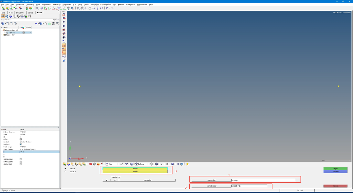 Hypermesh/Optistruct线性弹簧、非线性弹簧建模 - 哔哩哔哩