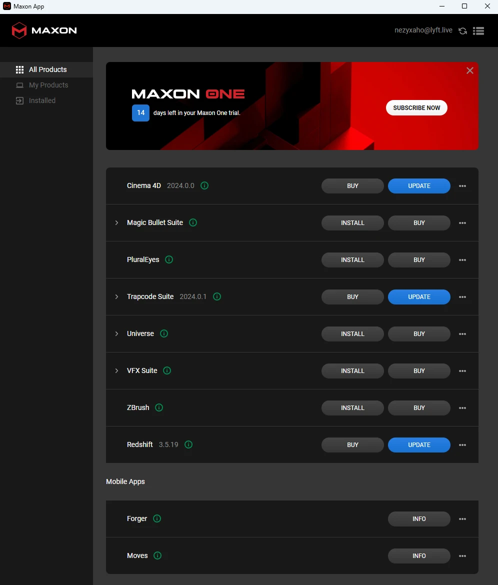 Maxon APP无限试用回归！支持RS渲染器3.5.19全汉化，C4D R21-2024，红巨星套装插件等 - 哔哩哔哩