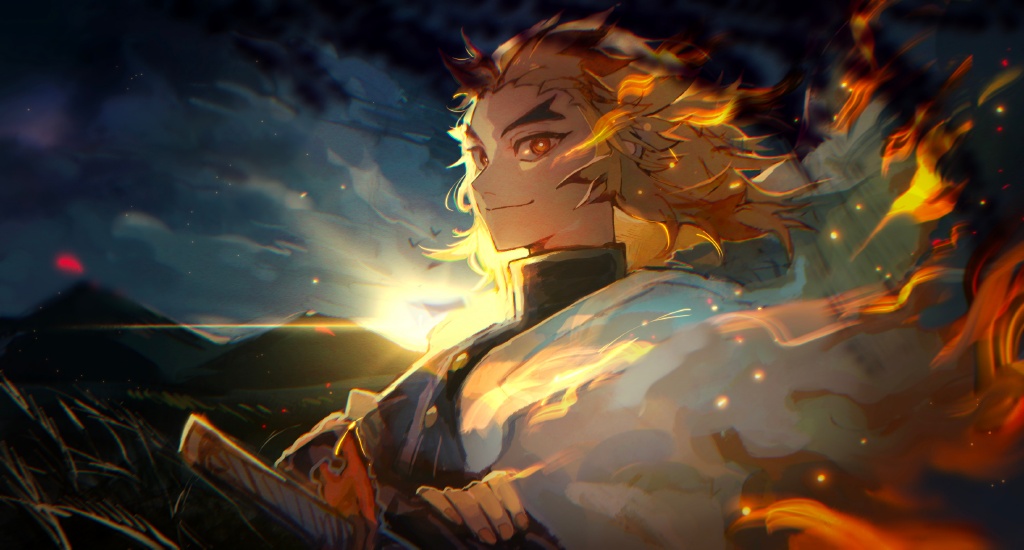 【P站美图】燃烧你的心·《鬼灭之刃》炼狱杏寿郎壁纸特辑 - 哔哩哔哩