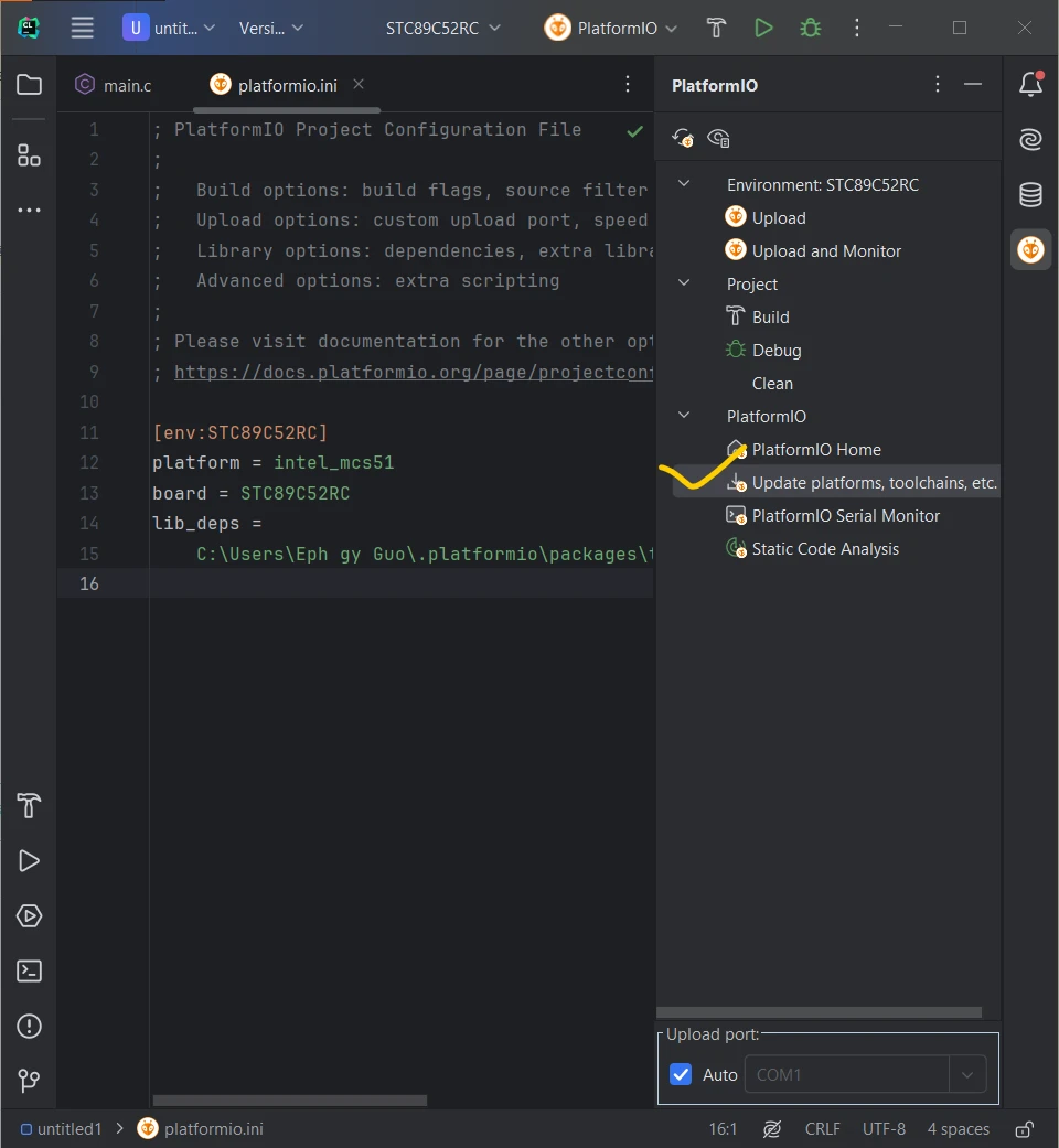 Clion 2024版本 platformio 51单片机 头文件路径加载解决方案 - 哔哩哔哩