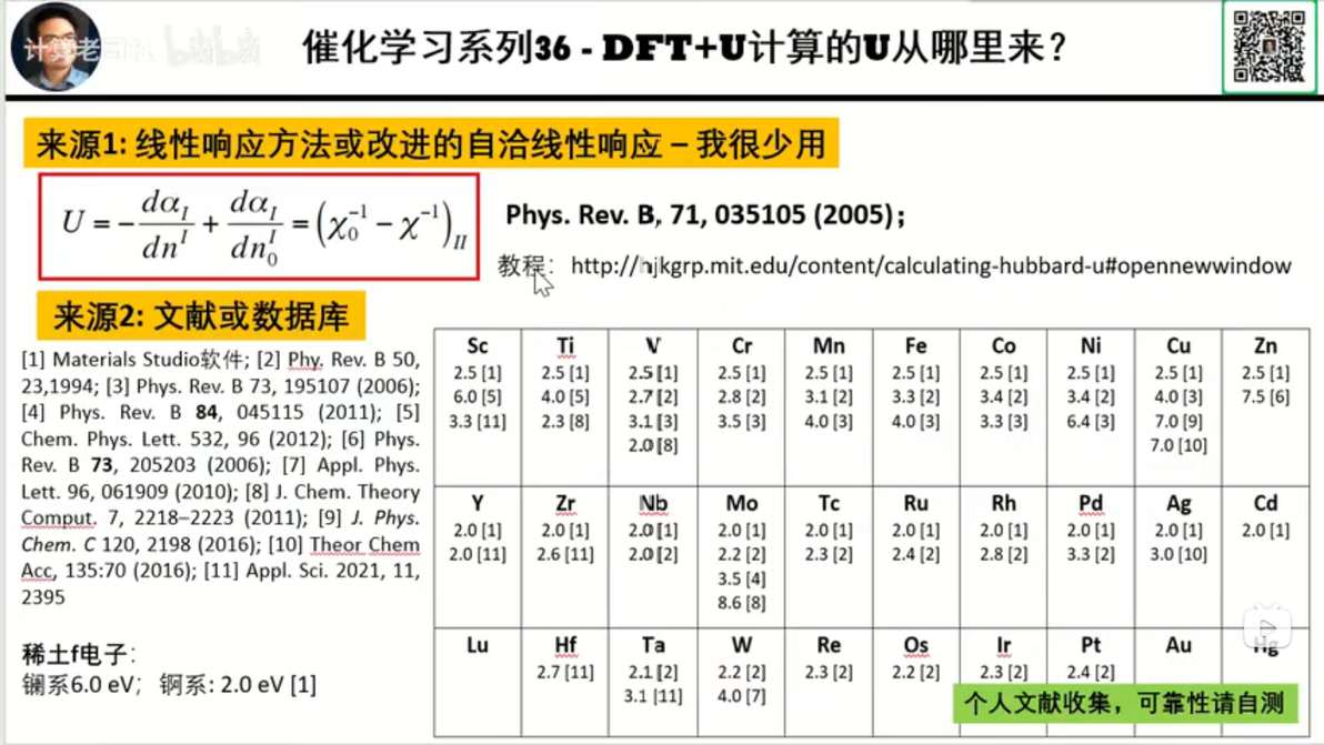 VASP基于线性响应近似的方法计算DFT+U的U值（有脚本，三分钟学会） - 哔哩哔哩