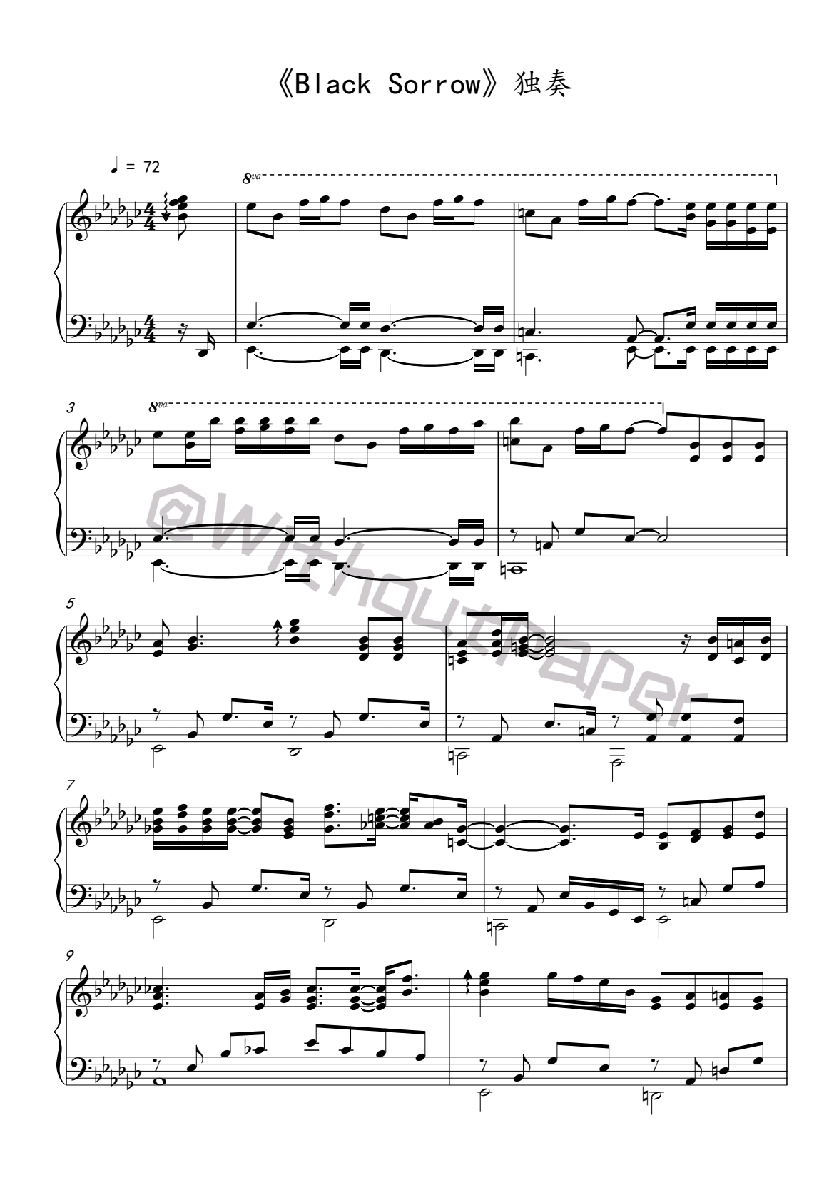 【钢琴谱】Black sorrow黑色悲傷 (R O U N D 3 | Alien Stage) - 哔哩哔哩