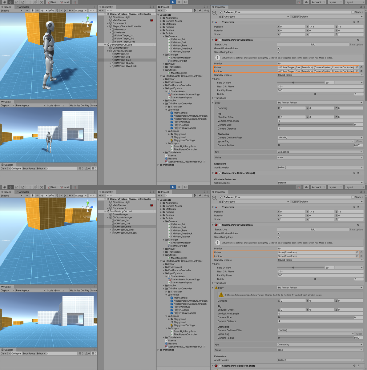基于Cinemachine的第一/三人称过肩/自由/斜45度/俯视角摄像机系统（源码见文章底部） - 哔哩哔哩