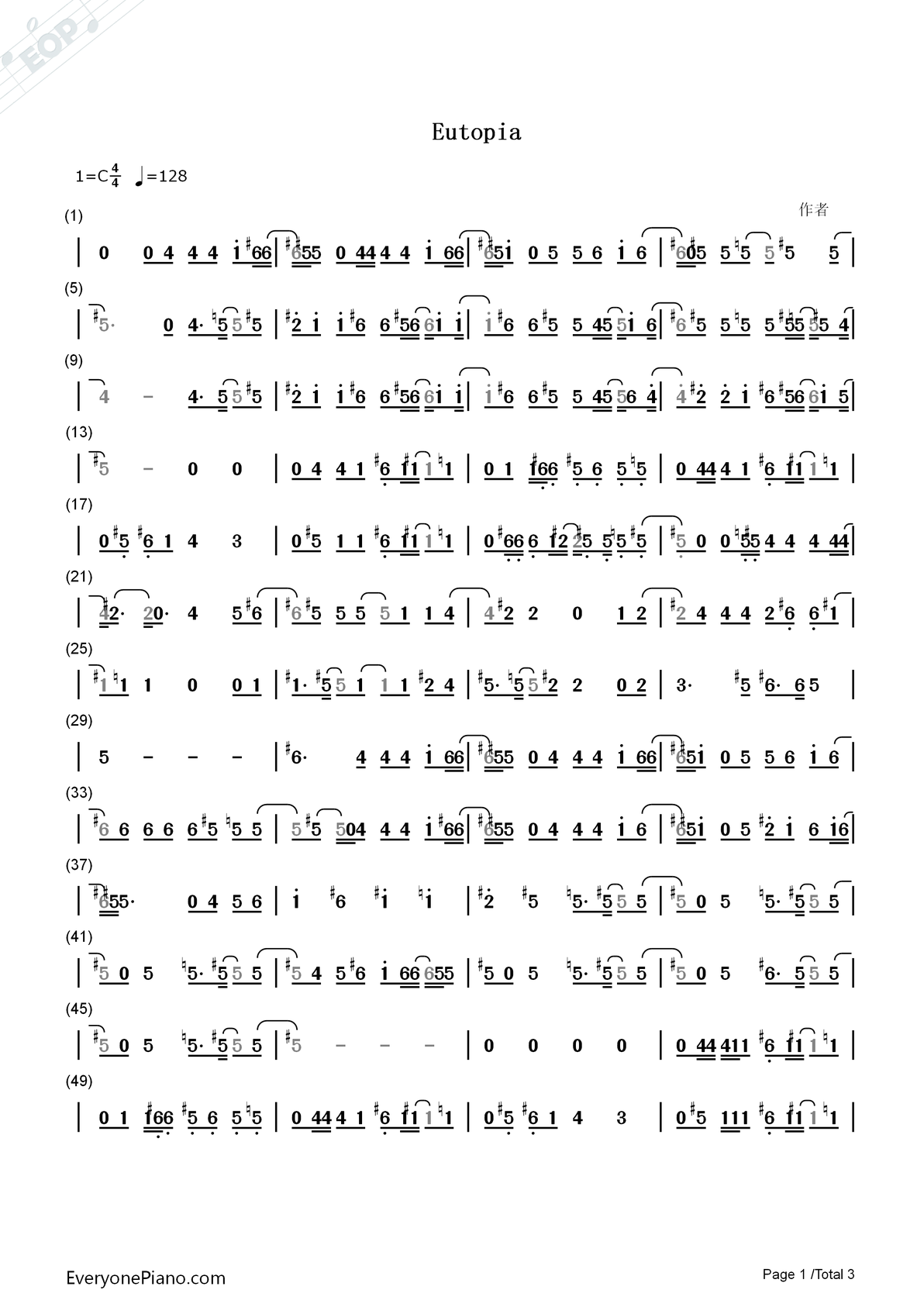 Eutopia（口琴简谱） - 哔哩哔哩