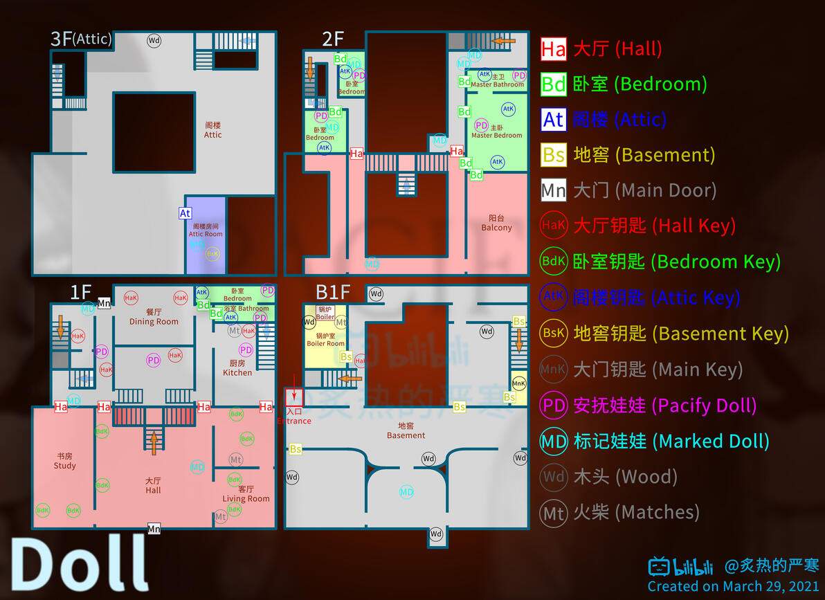 安抚(Pacify)洋娃娃(Doll)任务地图及全物品位置(5种钥匙/木头/火柴/2种娃娃)-更新中… - 哔哩哔哩