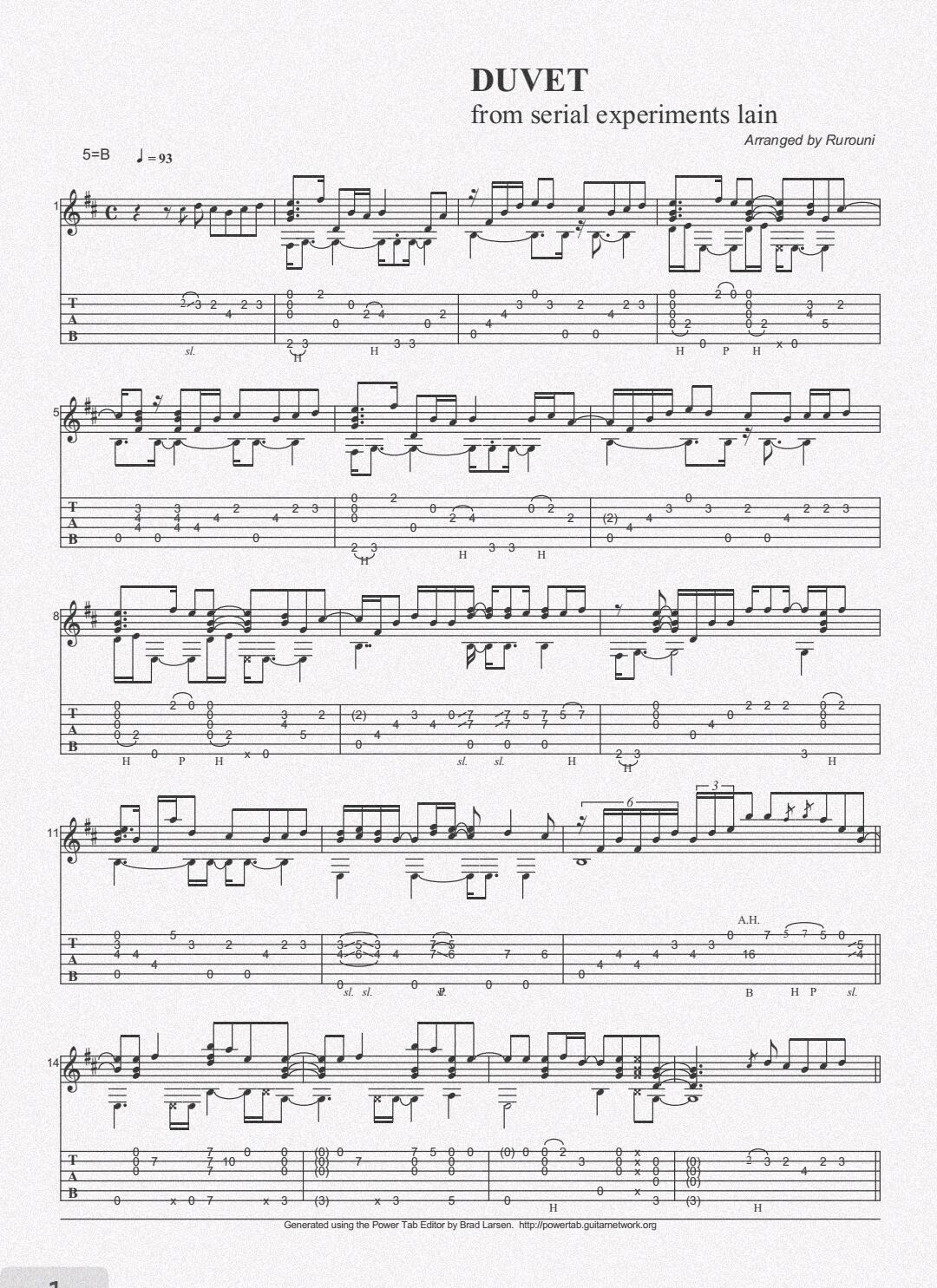 duvet lain boa 吉他指弹谱 - 哔哩哔哩