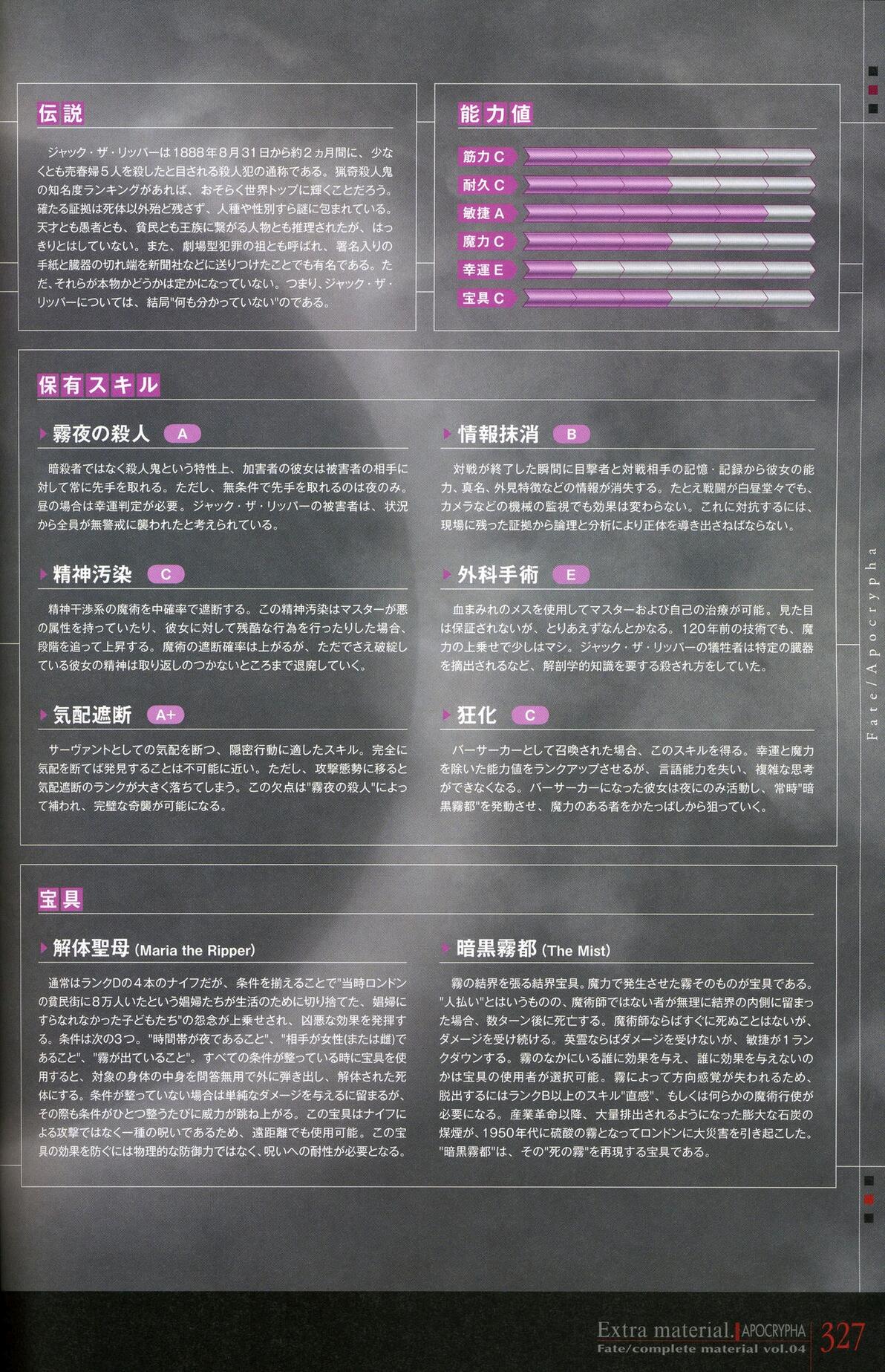 Fate/complete material IV - Extra material中关于Fate Apocrypha的资料 - 哔哩哔哩