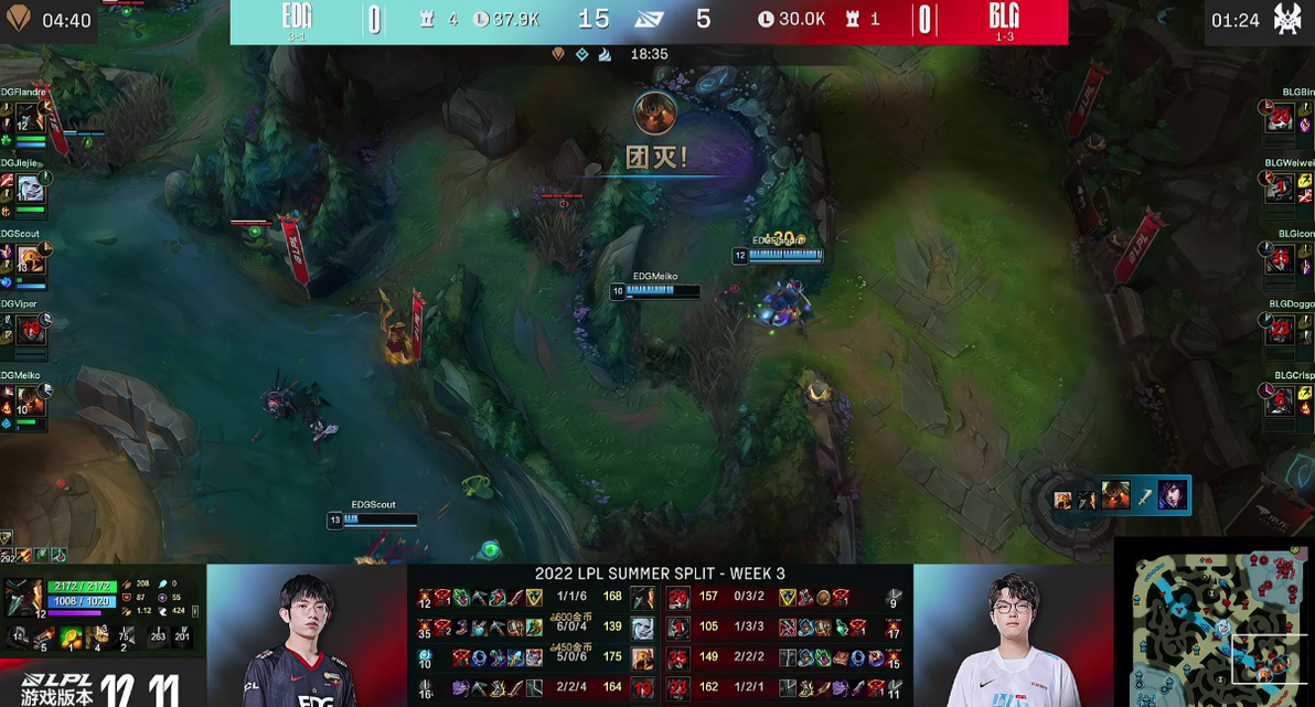 LPL夏季赛：EDG将BLG打成人机局！Bin彻底麻了，Viper堵泉刷伤害 - 哔哩哔哩