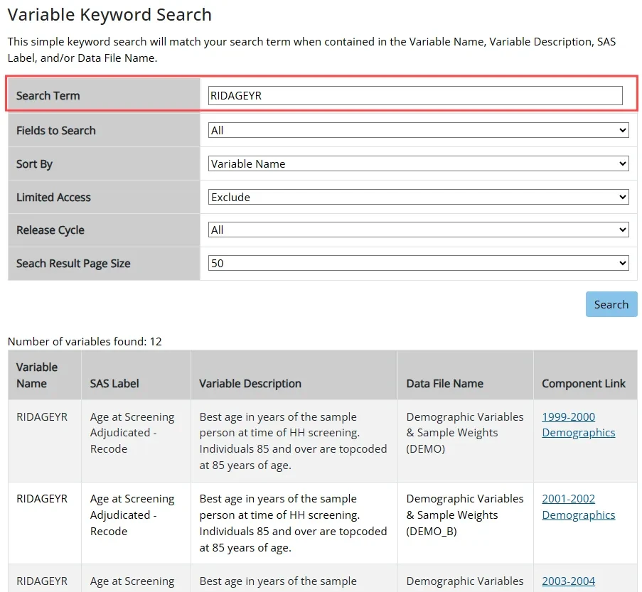 30秒快速搞定！NHANES常见协变量的检索与整合！详细教程~ - 哔哩哔哩