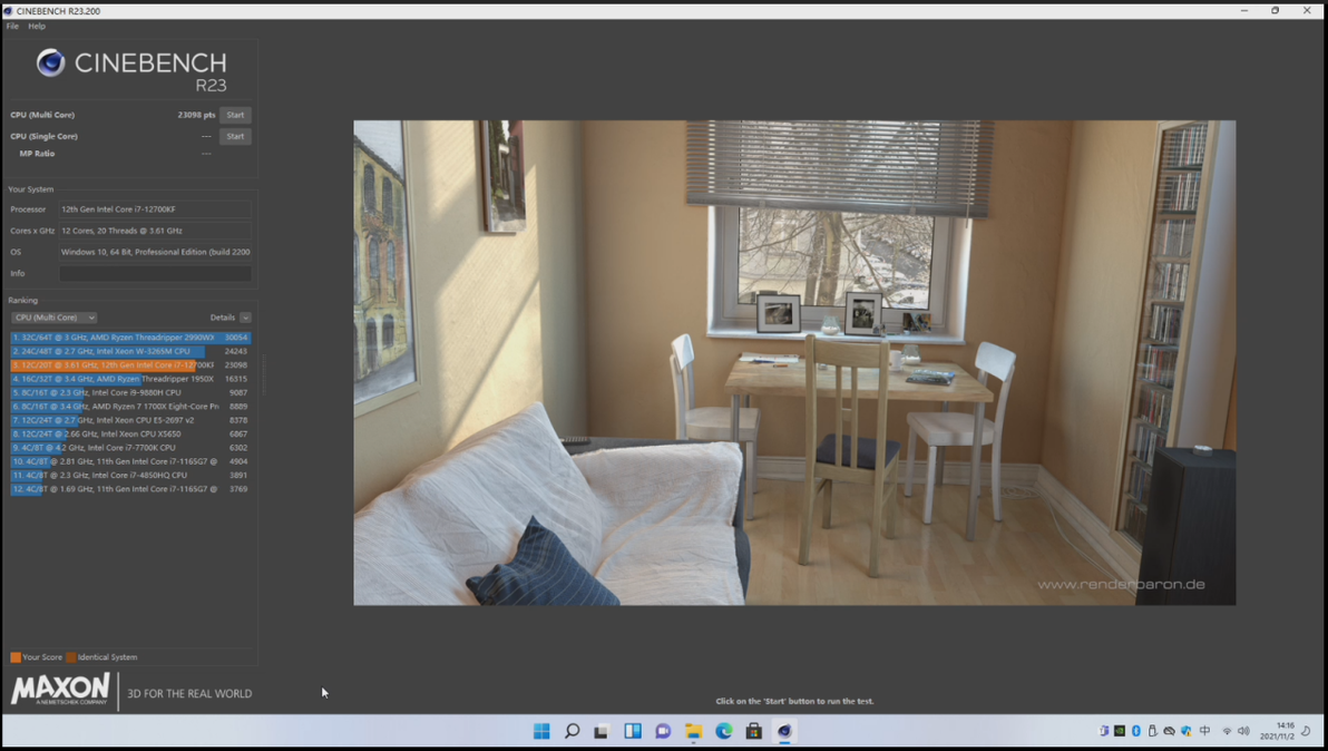 英特尔 12代酷睿I7 12700KF性能测试 - 哔哩哔哩