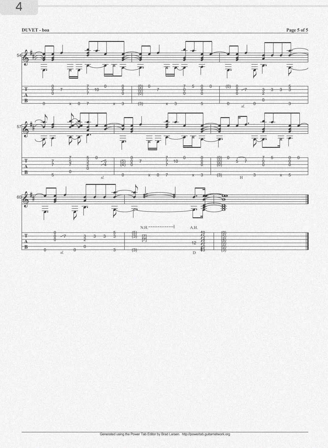 duvet lain boa 吉他指弹谱 - 哔哩哔哩