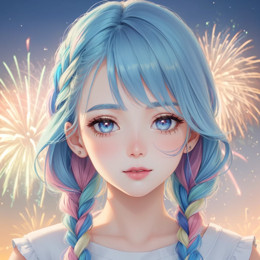 【ai绘画】蓝粉发色美女 哔哩哔哩