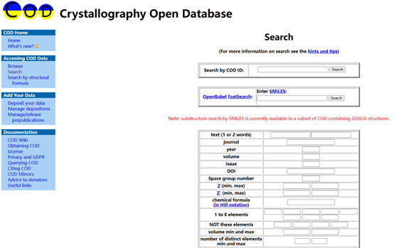 COD（Crystallography Open Database）数据库查询结构并导出cif文件 - 哔哩哔哩