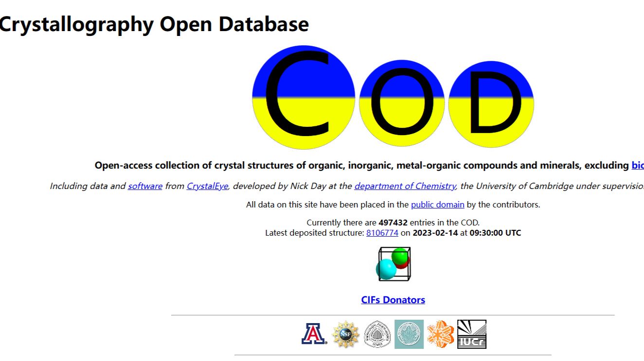 COD（Crystallography Open Database）数据库查询结构并导出cif文件 - 哔哩哔哩