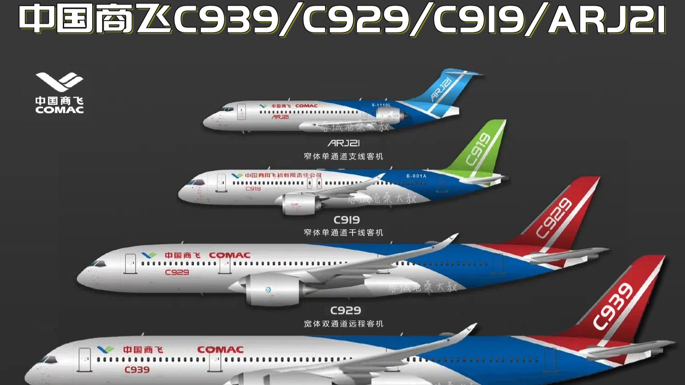 中国有C919和C929还有能当专机的四发大客机C939！超音速客机也在研发中 - 哔哩哔哩