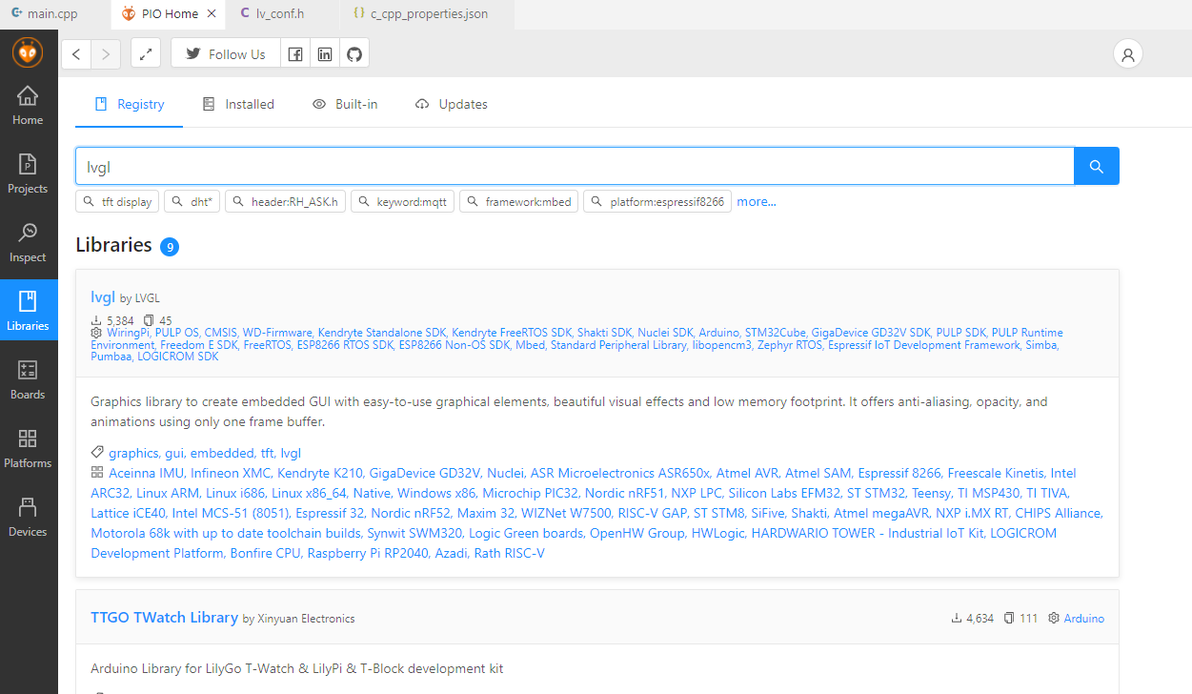 PlatformIO使用Lvgl - 哔哩哔哩