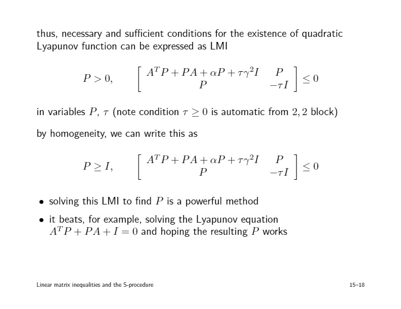 Linear Matrix Inequalities And The S Procedure 线性矩阵不等式和s 引理 哔哩哔哩
