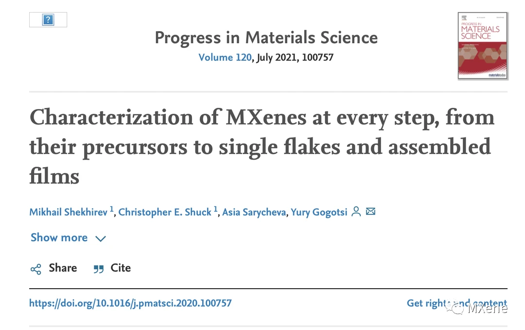 好文分享｜经典回顾｜Yury教授团队总结了MXenes从前体到单薄片和组装膜的每一步表征 - 哔哩哔哩