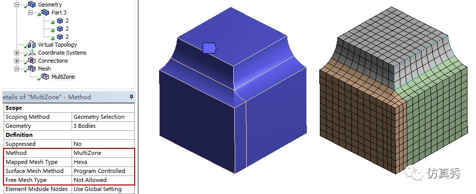 简易几何利用 ANSYS Multizone Meshing创建六面体网格应用案例 - 哔哩哔哩