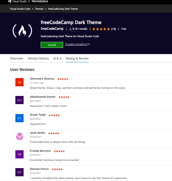 设置 VS Code 颜色主题为 freeCodeCamp 深色主题 - 哔哩哔哩