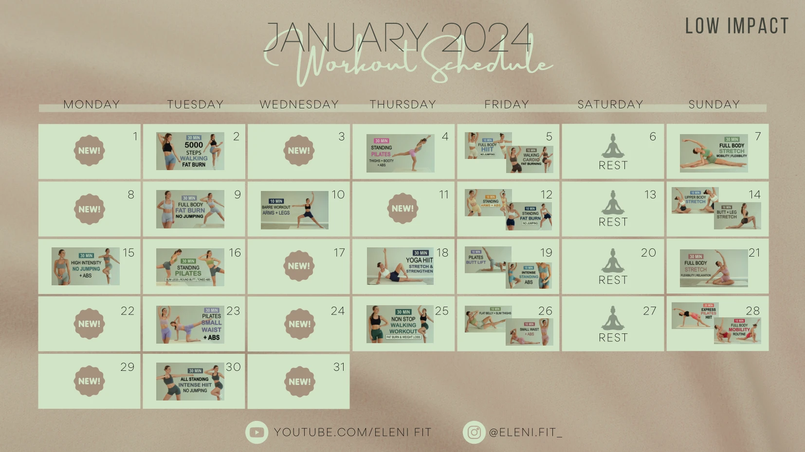 Eleni Fit & Olivia Lawson 2024年1月课表 - 哔哩哔哩