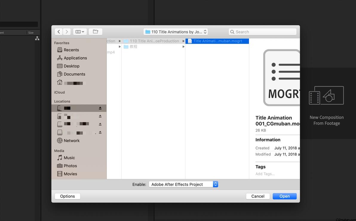 PR教程：AE怎么打开Mogrt基本图形模板？如何用Ae修改mogrt格式模板的字体 - 哔哩哔哩