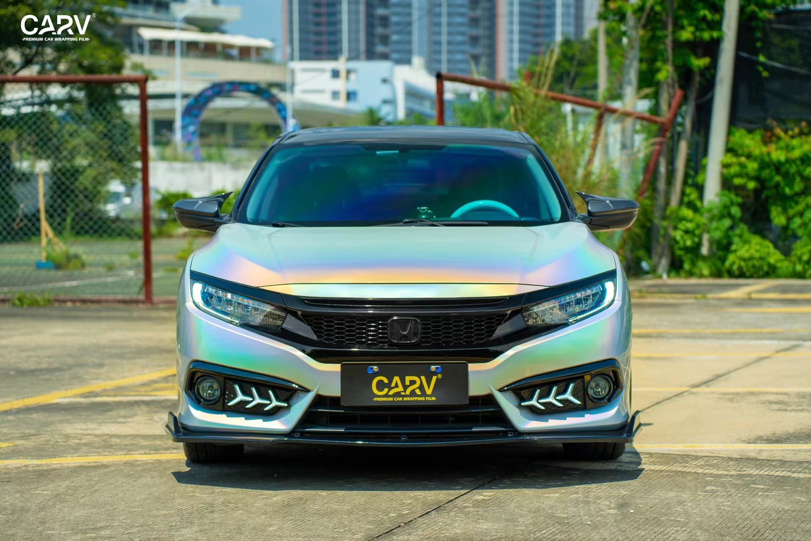 本田思域卡孚改色膜白金液态镭射白，高调突出的镭射质感 - 哔哩哔哩