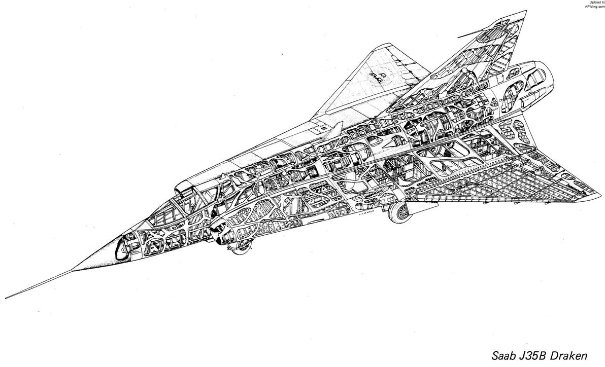 超越时代的双三角翼——瑞典萨博-35“龙”式战斗机 - 哔哩哔哩