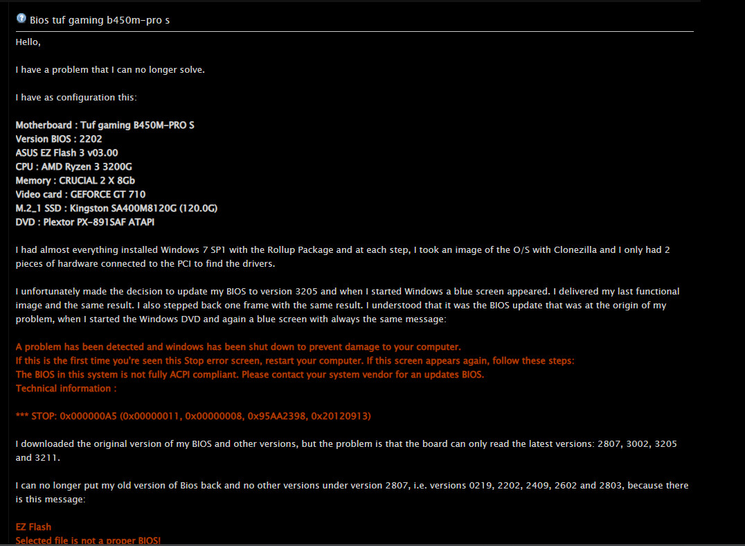 ASUS B450M重炮手+新的Ryzen 5系BIOS+Win7+ACPI.SYS的A5蓝屏的解决一例+相关内容学习 - 哔哩哔哩