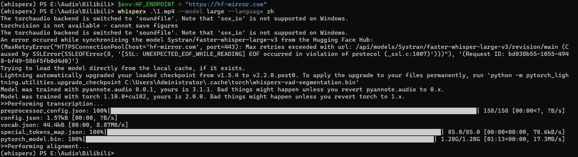 python小白 之 零基础速通 whisperX 实现本地音频转文字 - 哔哩哔哩