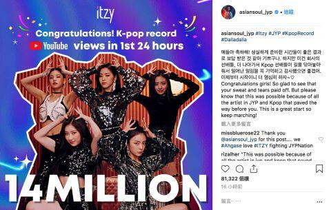 ITZY刷新记录，出道MV24小时破1400万，朴振英祝贺文获网友大赞！ - 哔哩哔哩