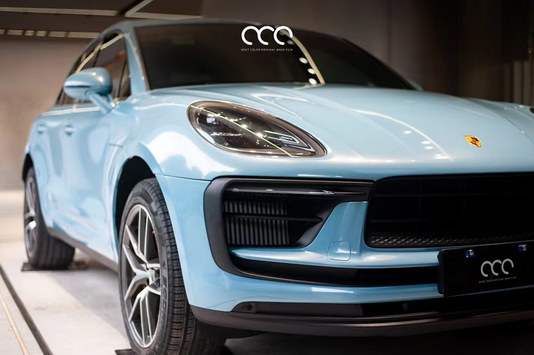 保时捷Macan改色膜-漫彩PET冰晶蓝典藏版 - 哔哩哔哩