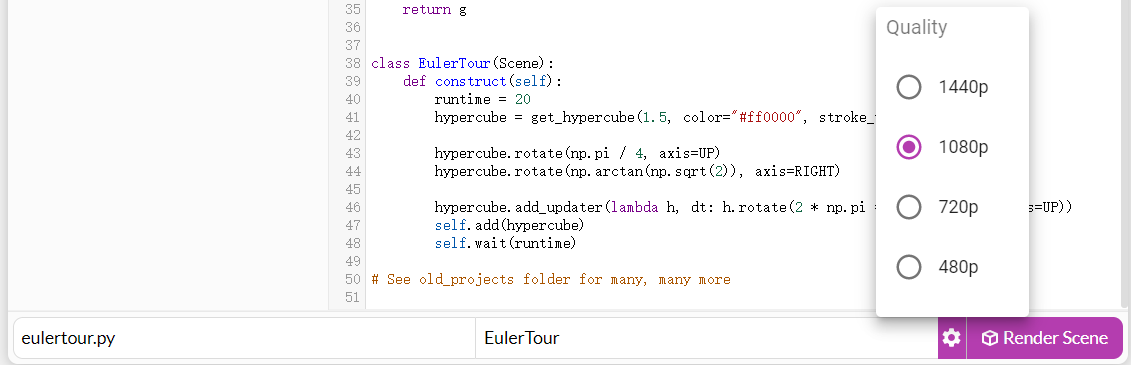 想玩Manim却卡在安装配置上？不妨试试这个——EulerTour（一个在线玩Manim的网站） - 哔哩哔哩
