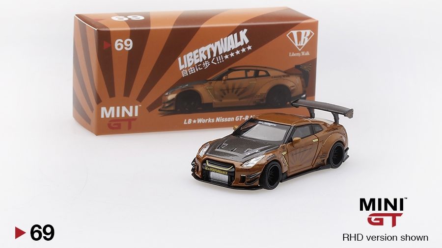 MINIGT【69#】LBWORKS Nissan GT-R (R35) Metallic Brown - 哔哩哔哩