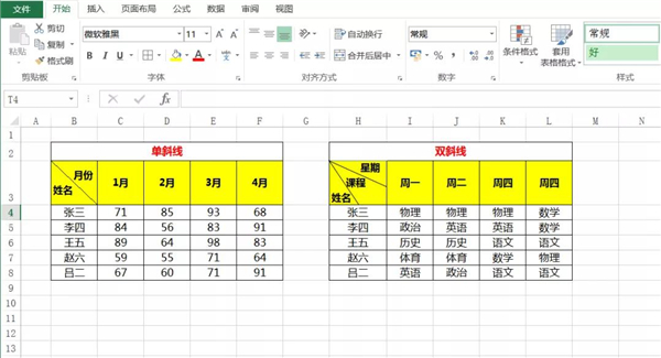 Excel单元格怎么使用斜线一分为二? 哔哩哔哩