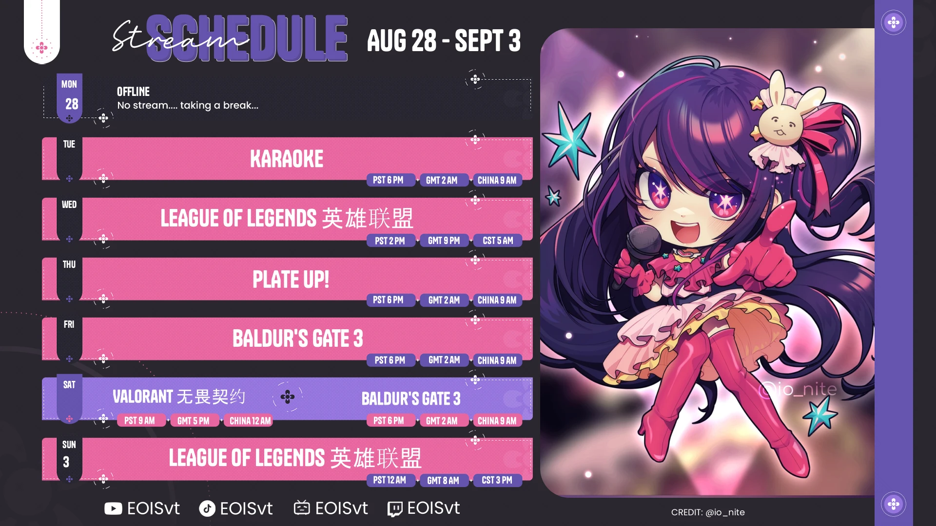 EOIS 直播时间：8月28日至9月3日 - 哔哩哔哩