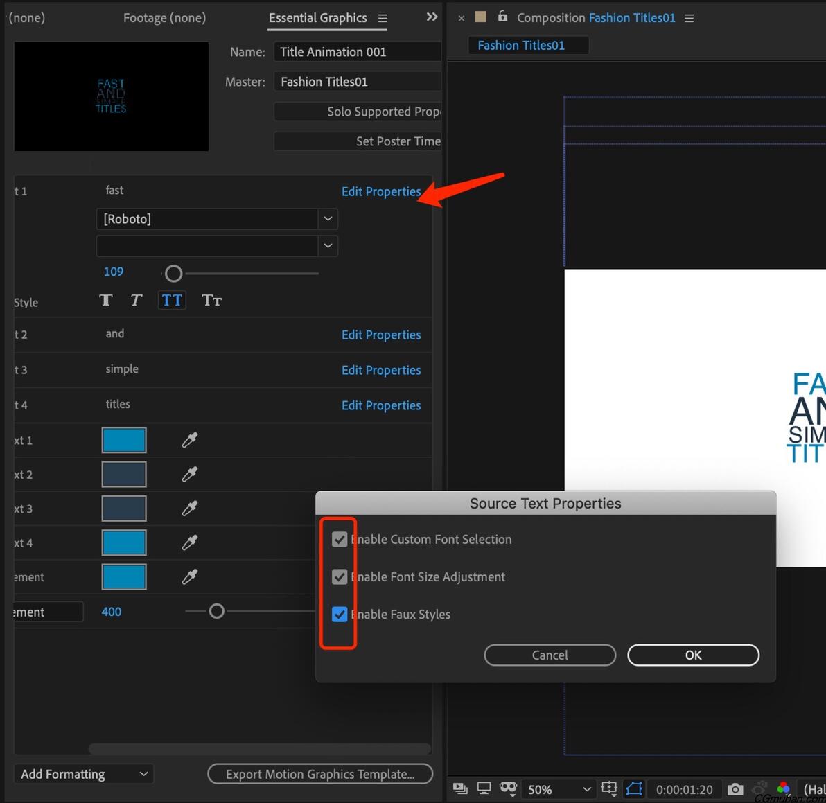 PR教程：AE怎么打开Mogrt基本图形模板？如何用Ae修改mogrt格式模板的字体 - 哔哩哔哩