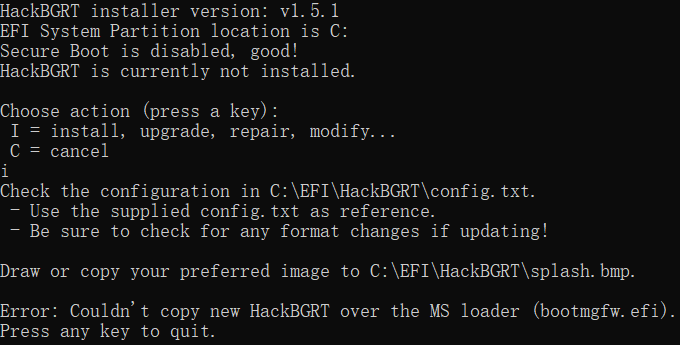 HackBGRT修改失败Error: Couldn't copy new HackBGRT over the MS loader - 哔哩哔哩