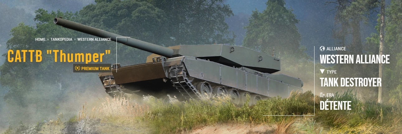 WOTC丨神奇的主机版WOT载具展示2：3750血、854mm穿深的“坦歼”CATTB Thumper - 哔哩哔哩