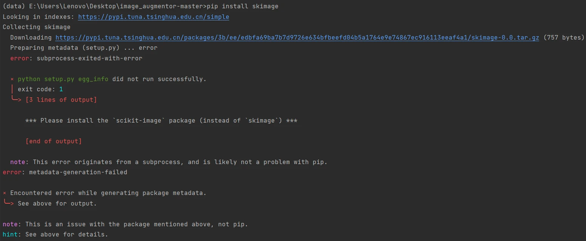 报错：ModuleNotFoundError: No module named ‘skimage‘ - 哔哩哔哩
